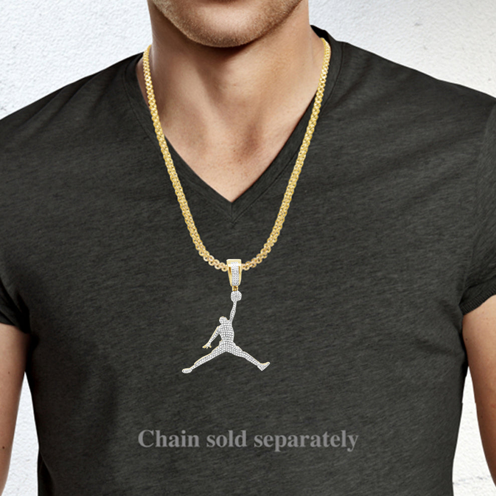 Diamond Designer Jordan Pendant .53 CTW Round Cut 10K Yellow Gold ...