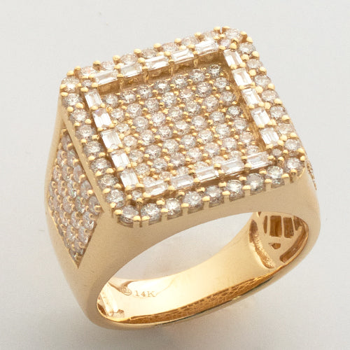14KY 3.00CTW DIAMOND SQUARE FACE MENS RING – Exotic Diamonds
