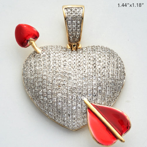 10KY 1.35CTW DIAMOND CUPID'S ARROW HEART PENDANT – Exotic Diamonds