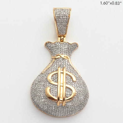 10KY 1.15CTW MICROPAVE DIAMOND MONEY BAG PENDANT – Exotic Diamonds