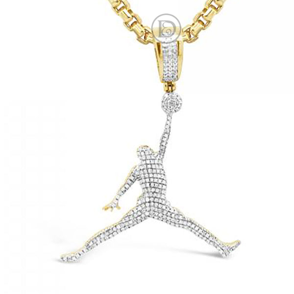 Diamond Designer Jordan Pendant .53 CTW Round Cut 10K Yellow Gold ...